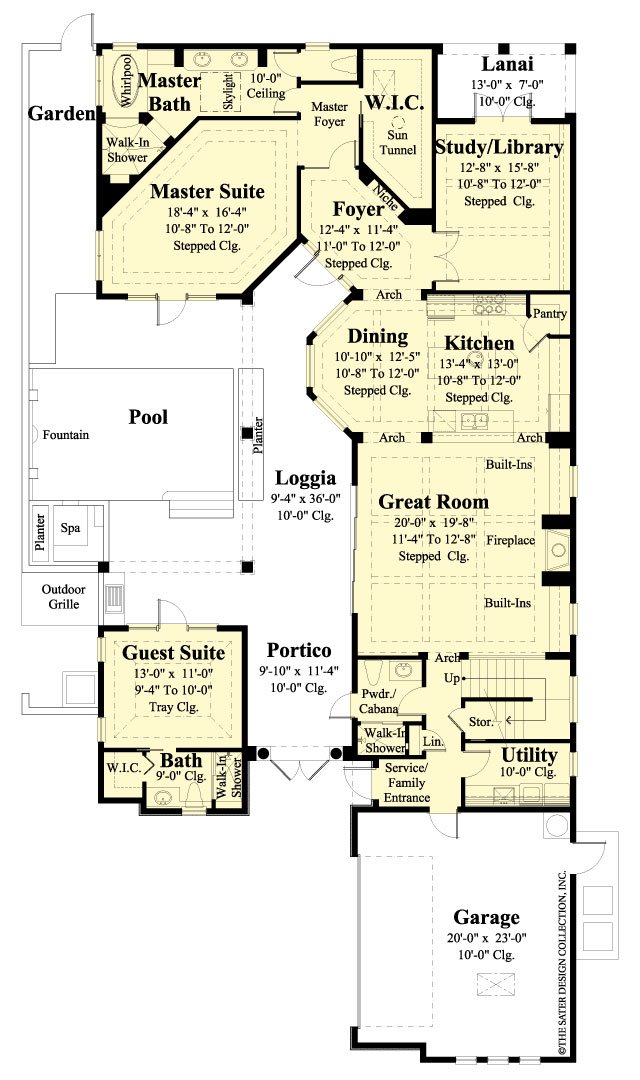 Home Plan Ferretti | Courtyard House & Home Plans | Sater Design Collection